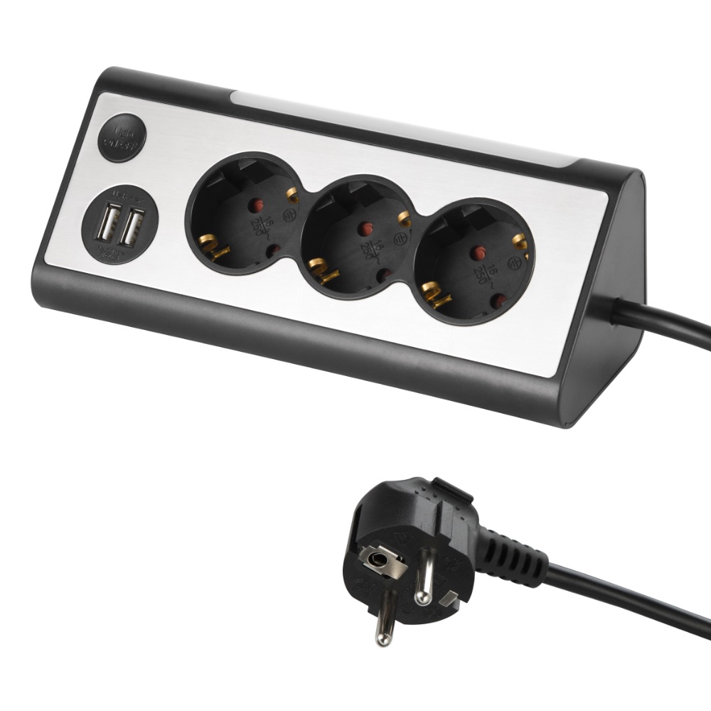 PIKENDUSJUHE 1,5M 3 PESA+2USB VALGUSTIGA ELECTRALINE - Espak E-pood