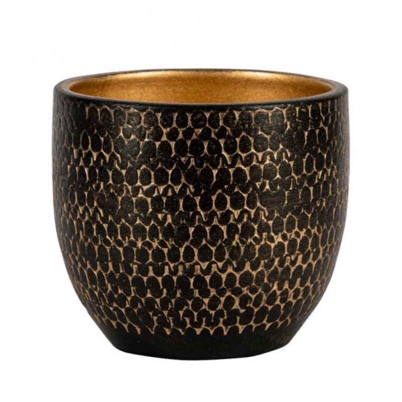 KERAAMILINE POTT MERIDA 20*18CM MUST/KULDNE - Espak E-pood